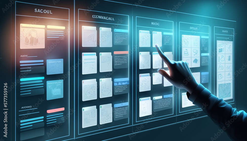 Agile software development or project management using kanban or scrum methodology boards ...