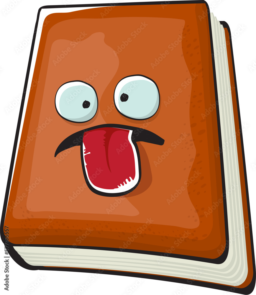 Book character. Cartoon brown paper book character isolated on white ...