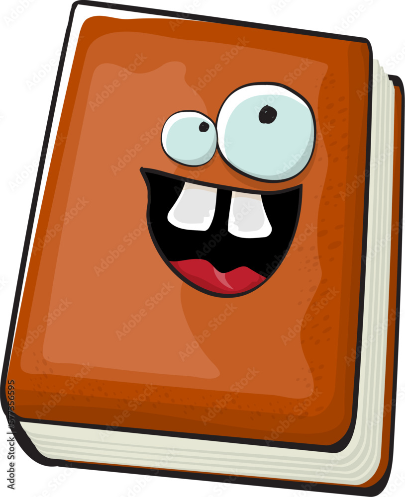 Book character. Cartoon brown paper book character isolated on white ...