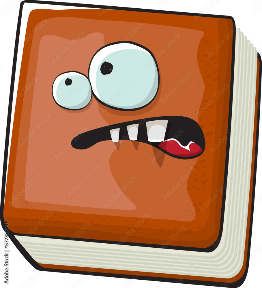 Book character. Cartoon brown paper book character isolated on white ...