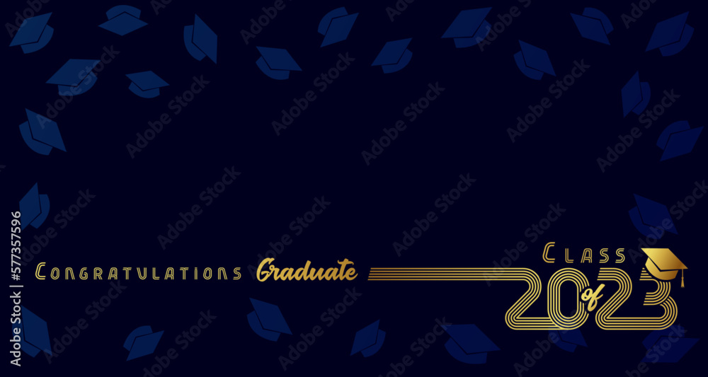 2023 Congratulation Graduate, golden line design on blue background ...