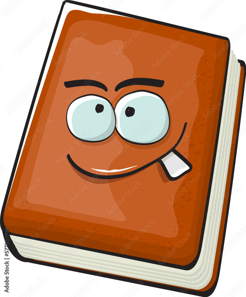 Book character. Cartoon brown paper book character isolated on white ...