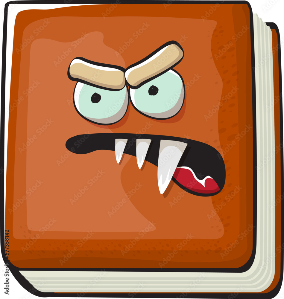 Book character. Cartoon brown paper book character isolated on white ...