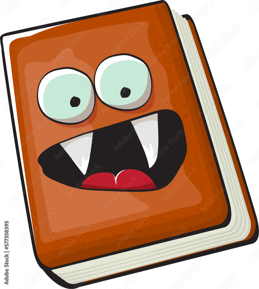 Book character. Cartoon brown paper book character isolated on white ...