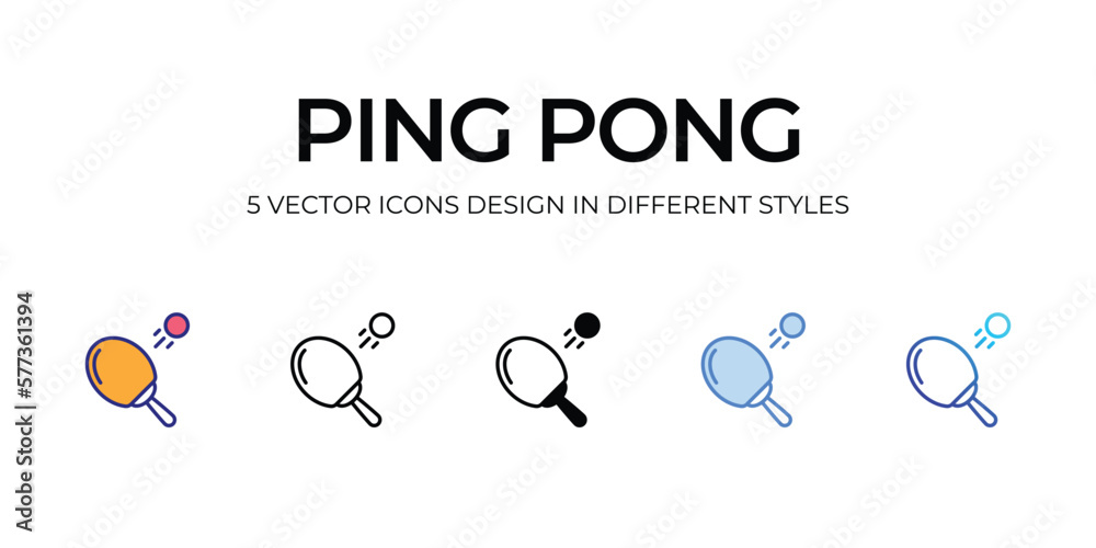 ping pong Icon Design in Five style with Editable Stroke. Line, Solid ...