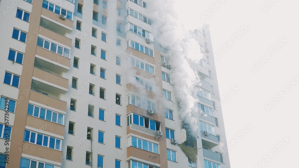 Kyiv, Ukraine - November 15, 2022: Fire in an apartment building ...