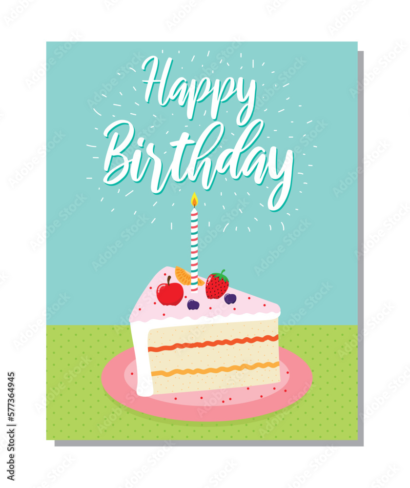 birthday card with sweet birthday cake design Stock Vector | Adobe Stock