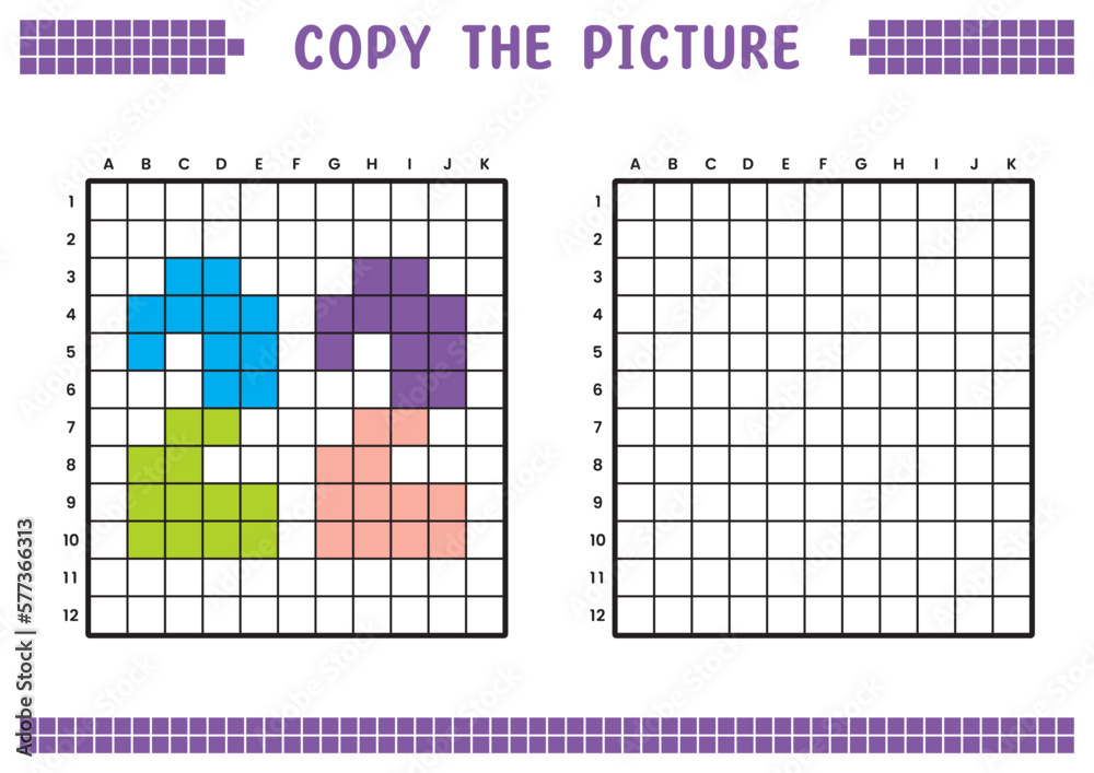 Copy the picture, complete the grid image. Educational worksheets ...