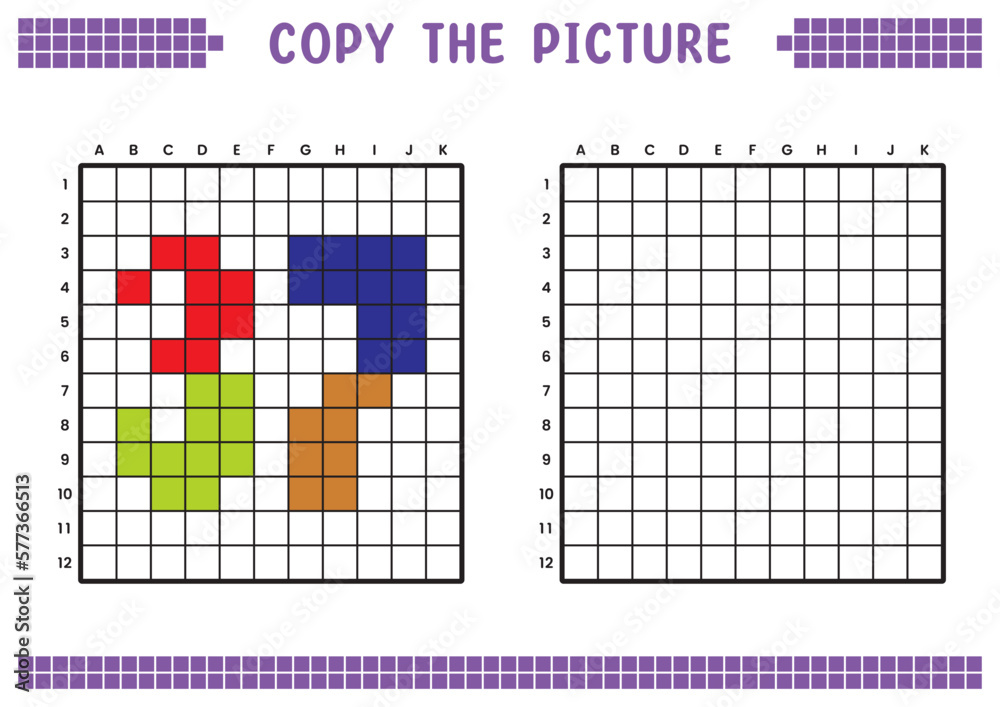 Copy the picture, complete the grid image. Educational worksheets ...