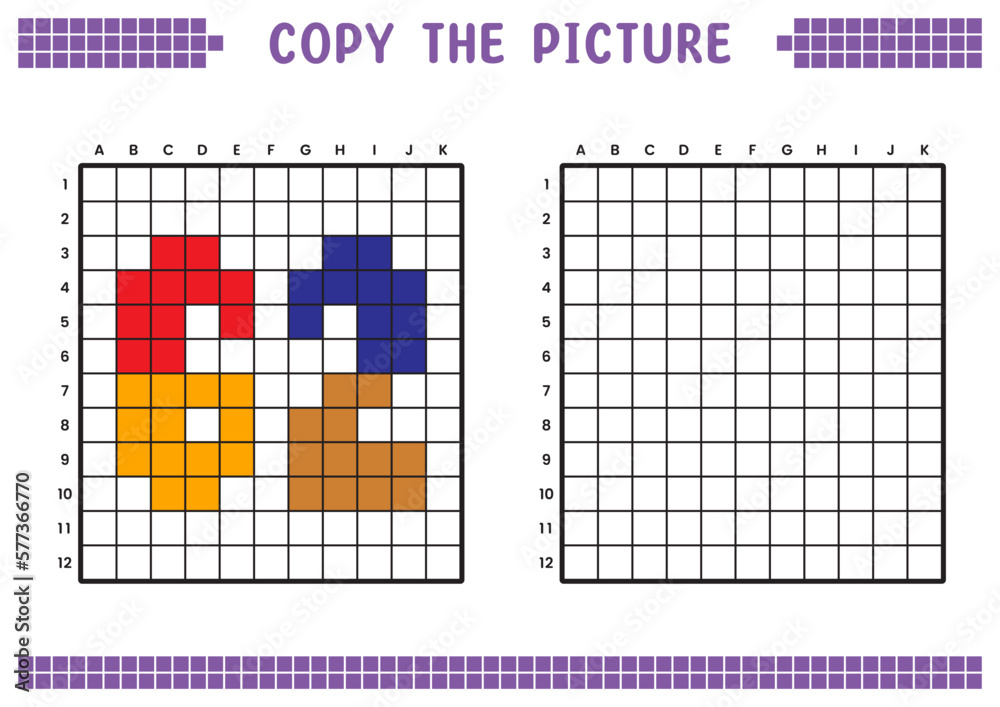 Copy the picture, complete the grid image. Educational worksheets ...