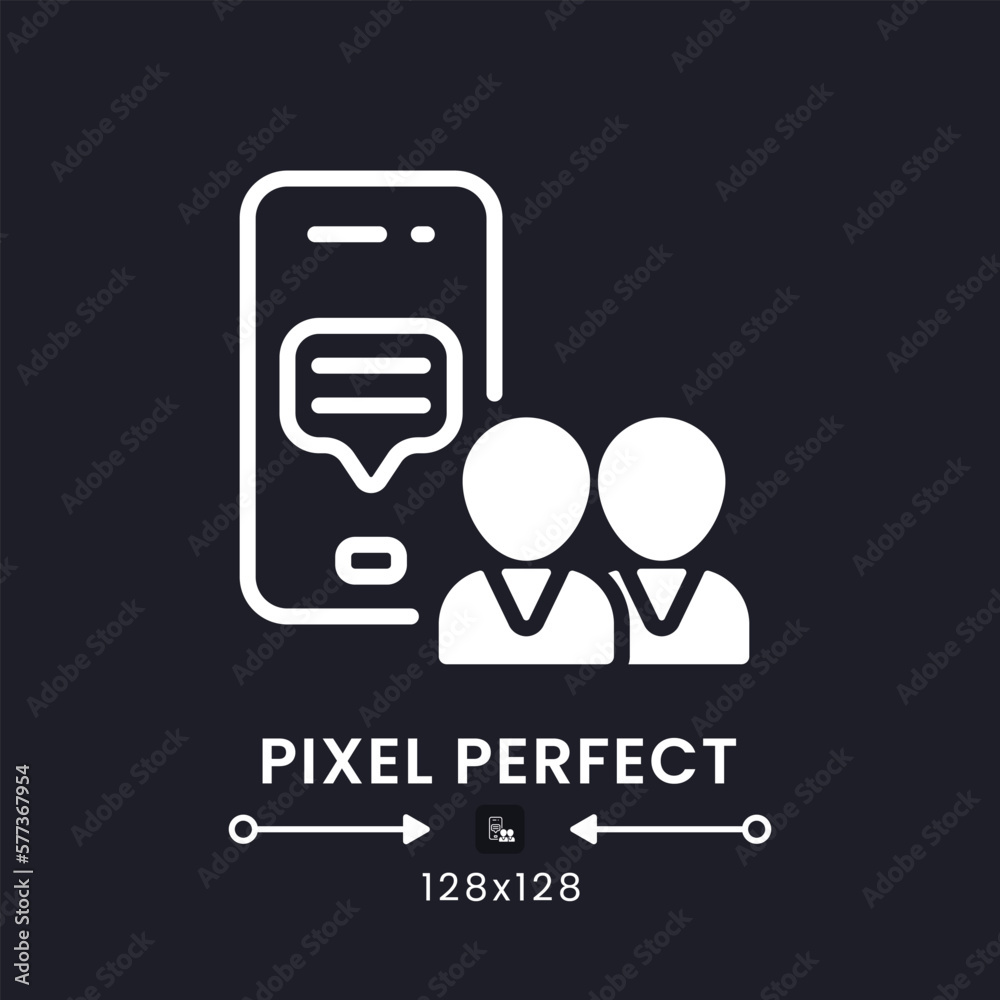 Work communication app white solid desktop icon. Team chat. Instant ...