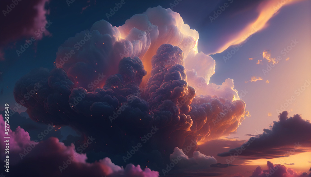 Very beautiful, stylized wallpaper of a big and colorful cloud at ...