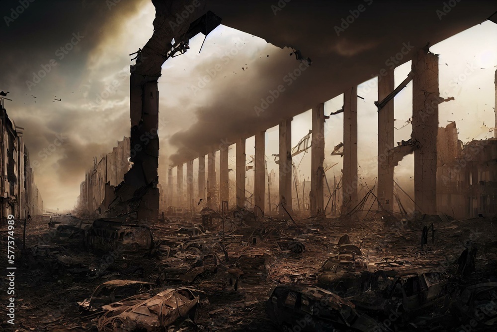 War Zone or a Bombed-Out City. The Aftermath of War. Shattered Lives ...