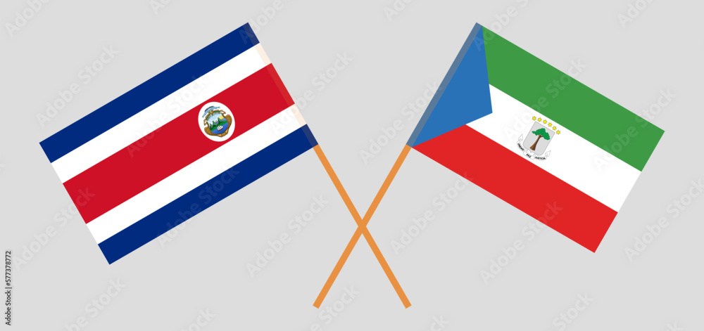Crossed flags of Costa Rica and Equatorial Guinea. Official colors ...