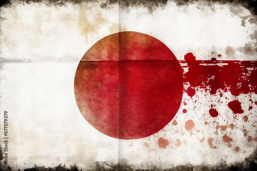 National flag of Japan background with a distressed vintage weathered ...