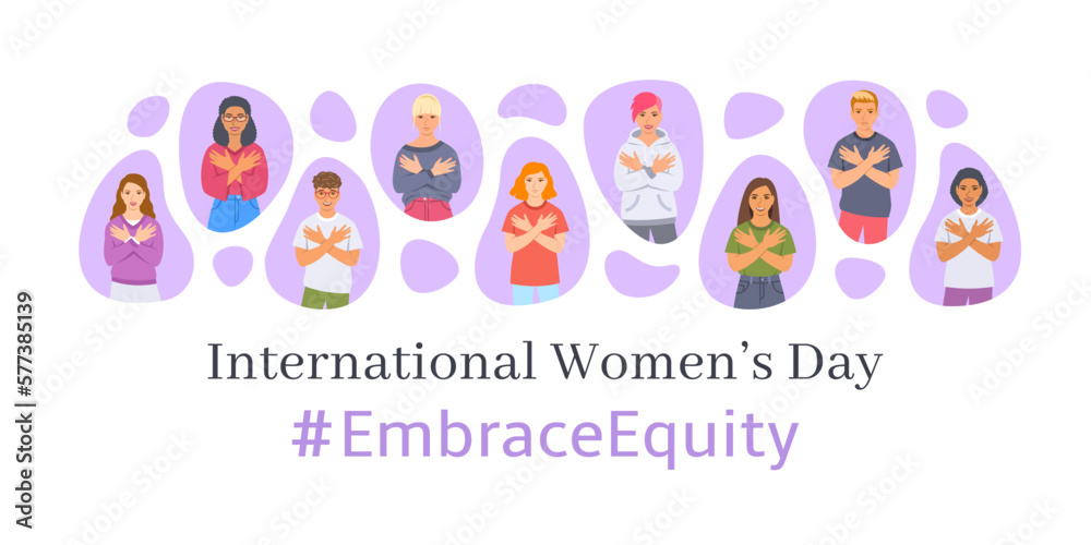 Embrace equity campaign. International Women's Day 2023 theme. Smiling ...