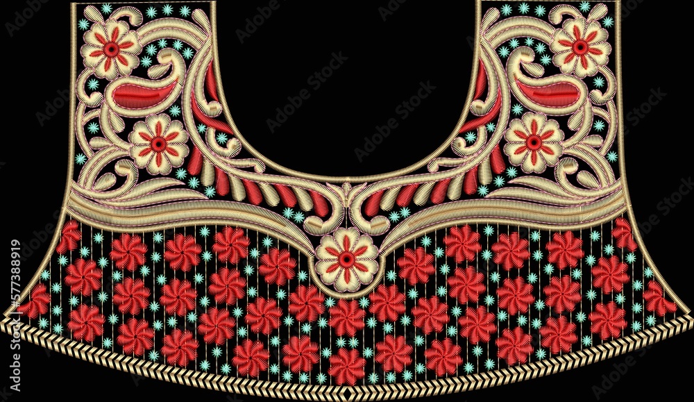 Embroidery Designs for Kurti, Suit and Dress. Beautiful neckline ...