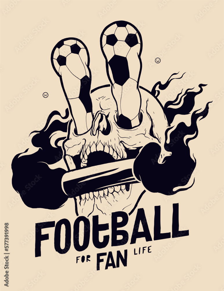 Soccer Skull. Football fan skull with footballs instead of eyes and ...