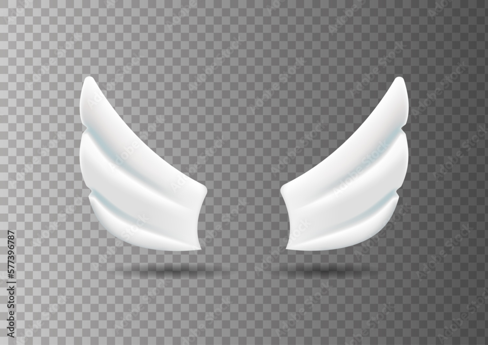 3d white two angel wings vector illustration. Stock Vector | Adobe Stock