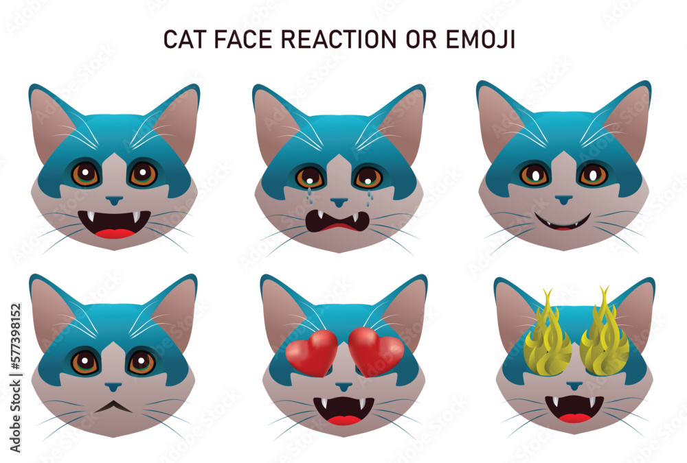 cat face reaction / emoji / icon (set of cats) Stock Vector | Adobe Stock