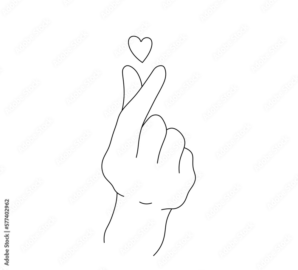 Vector isolated hand gesture heart made of two fingers colorless black ...