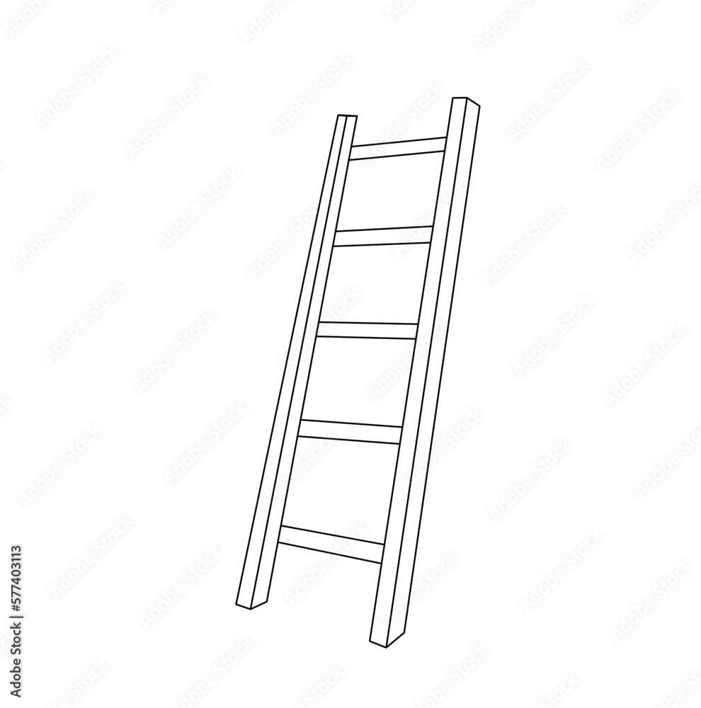 Vector isolated one single vertical ladder colorless black and white ...