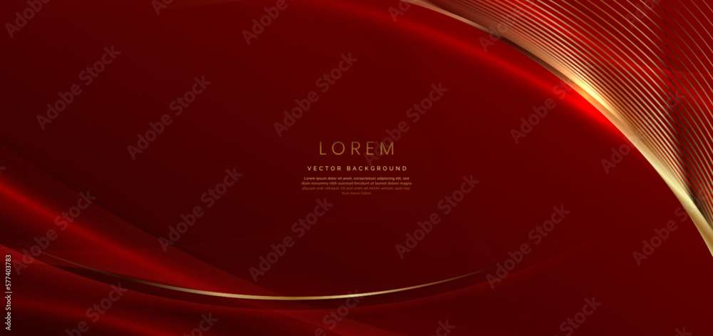 Abstract curved red shape on red background with lighting effect and ...