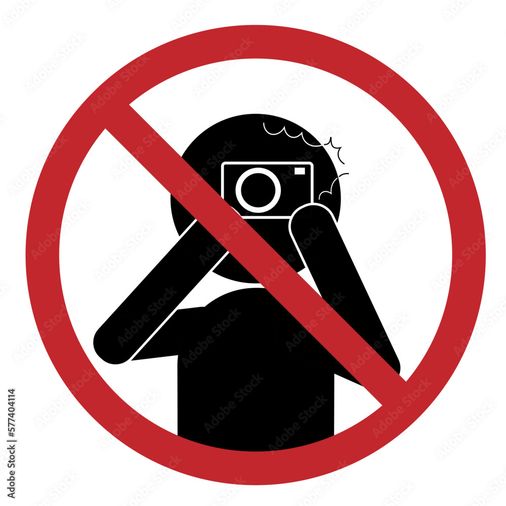 Isolated No photo sign and No selfie icon, Don`t take picture symbol ...