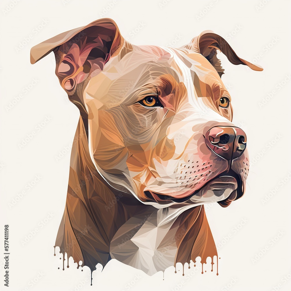 Pitbull dog standing on white background, cute realistic portrait of ...