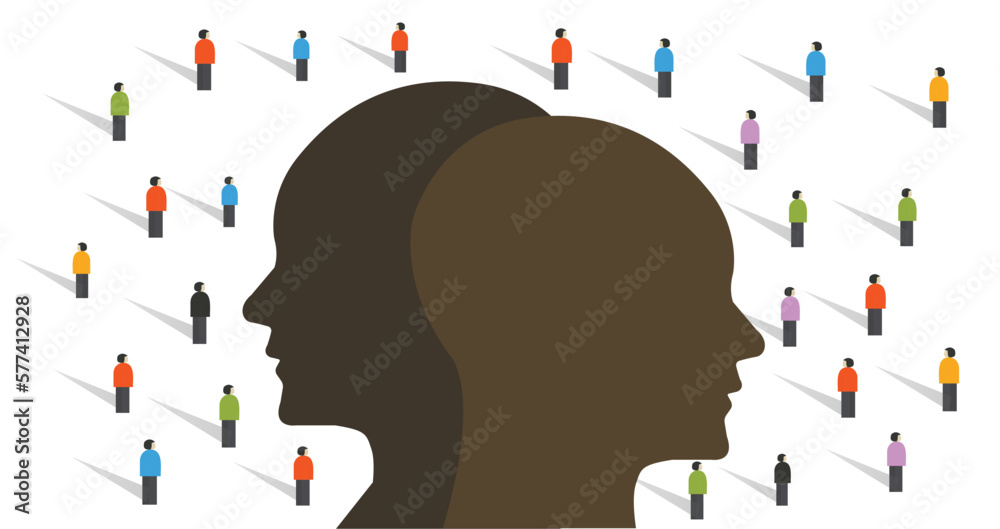 multicultural society living coexist with different racial color ...