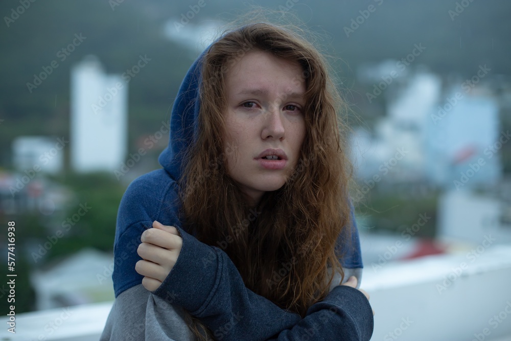 Portrait Of Sad Depressed Upset Young Desperate Woman Crying Girl With