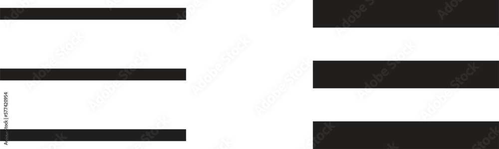 Three horizontal lines icon, menu icon simple trendy flat style line and solid Isolated vector ...
