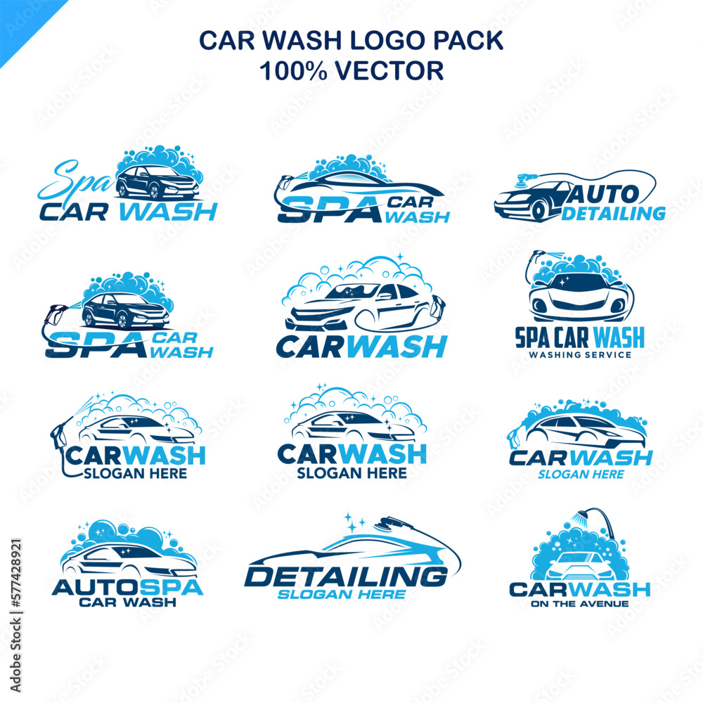 car wash logo design pack template 1 Stock Vector | Adobe Stock