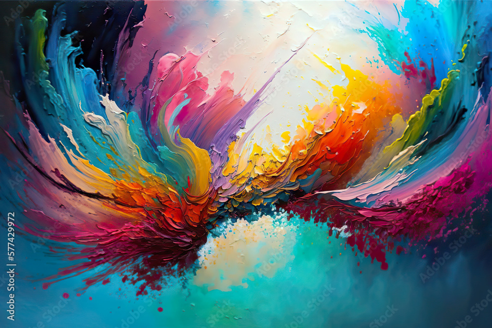 Colorful modern graphic elements and shapes with an abstract painting ...