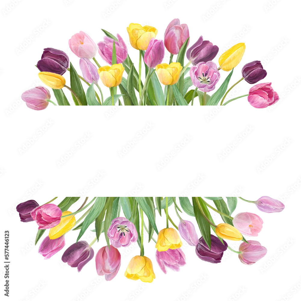 floral tulip border Stock Illustration | Adobe Stock