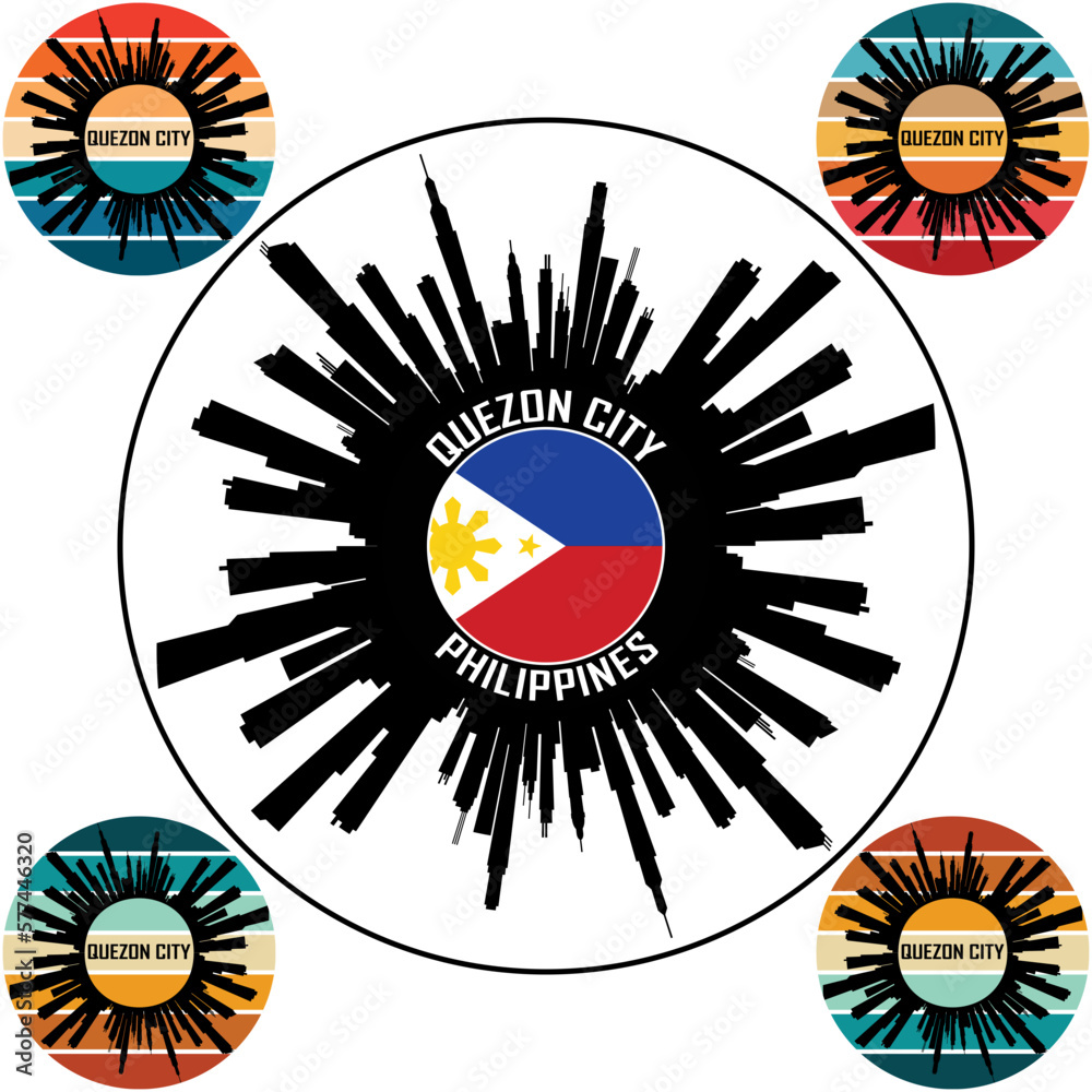 Quezon City Philippines Flag Skyline Silhouette Quezon City Philippines ...