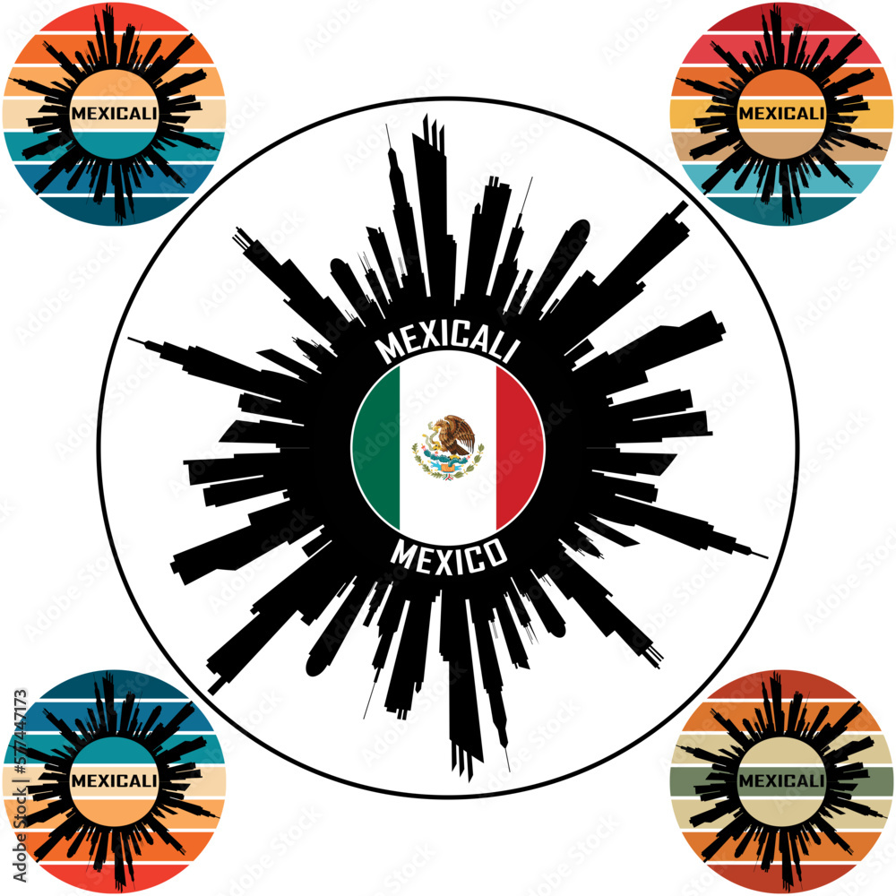 Mexicali Mexico Flag Skyline Silhouette Mexicali Mexico Lover Travel ...