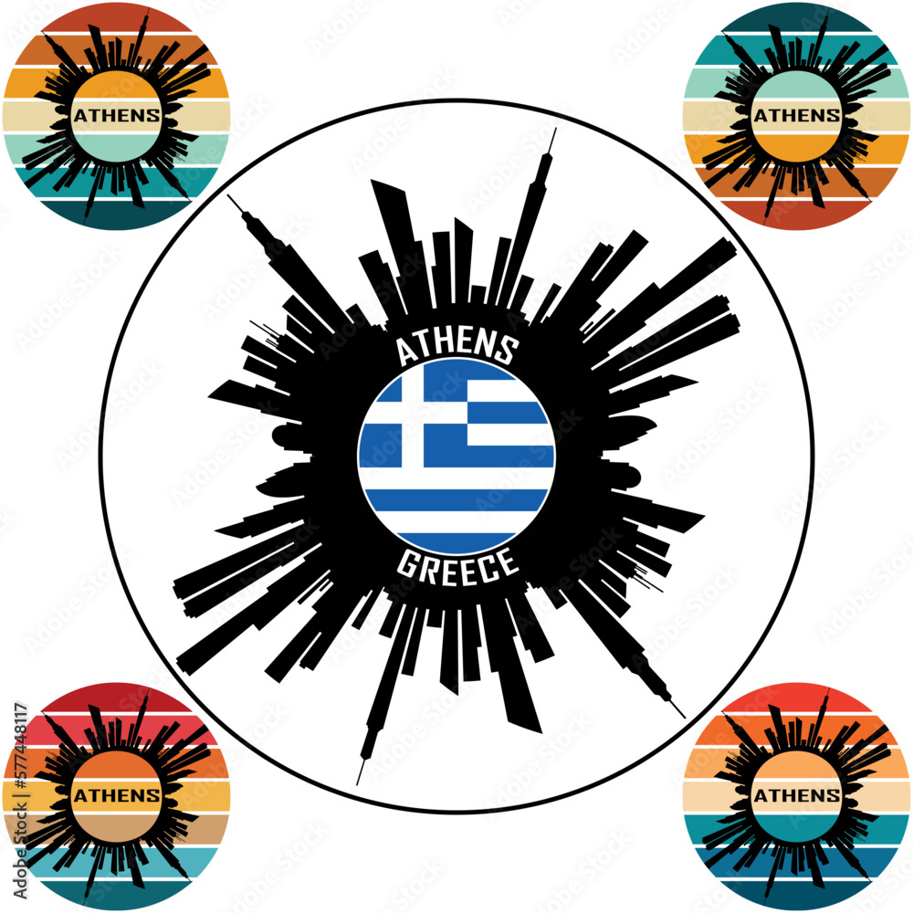 Athens Greece Flag Skyline Silhouette Athens Greece Lover Travel ...