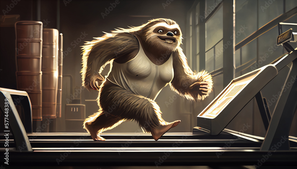 sloth animal working out, illustration to leave laziness aside and go ...