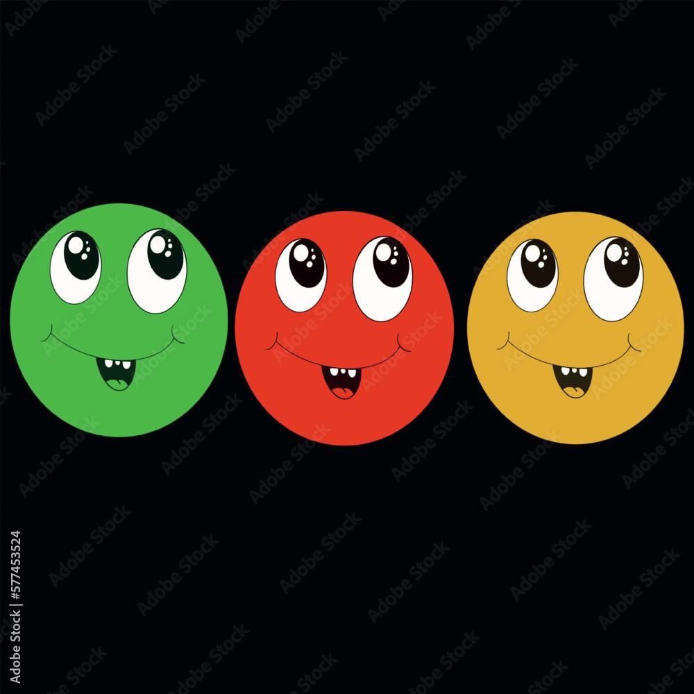 smiley faces on a black smiley yellow,red,blue,green,face with a smile ...