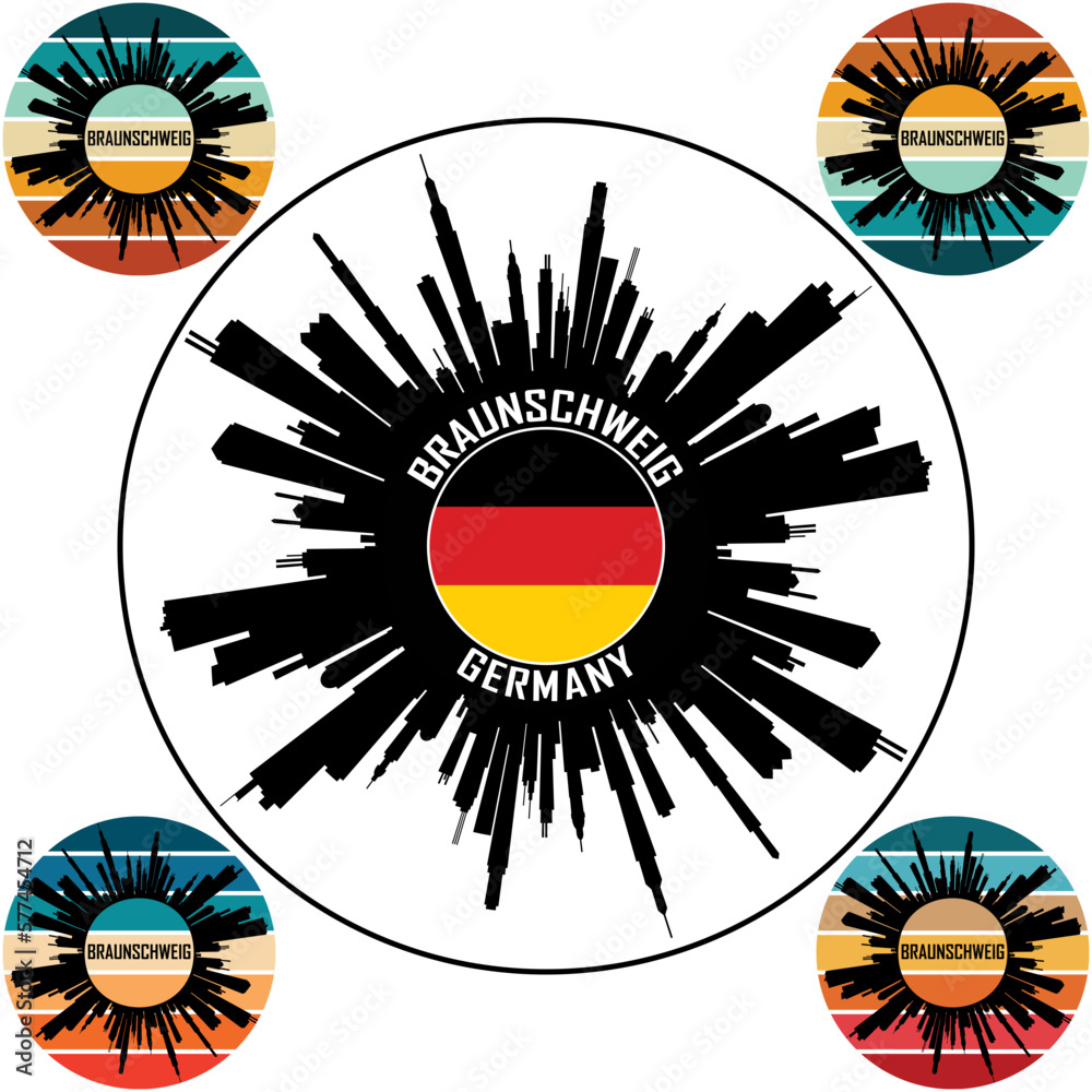 Braunschweig Germany Flag Skyline Silhouette Braunschweig Germany Lover ...