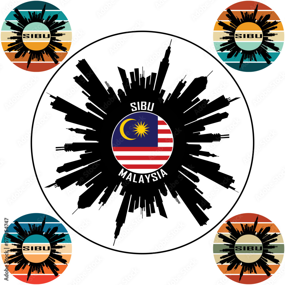 Sibu Malaysia Flag Skyline Silhouette Sibu Malaysia Lover Travel ...