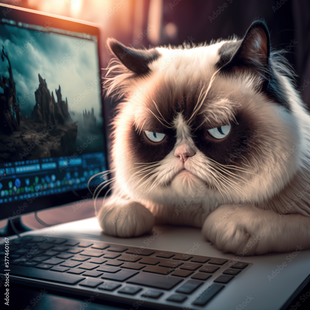 Angry cat, Illustration of adorable kitten with nice fur and funny face ...