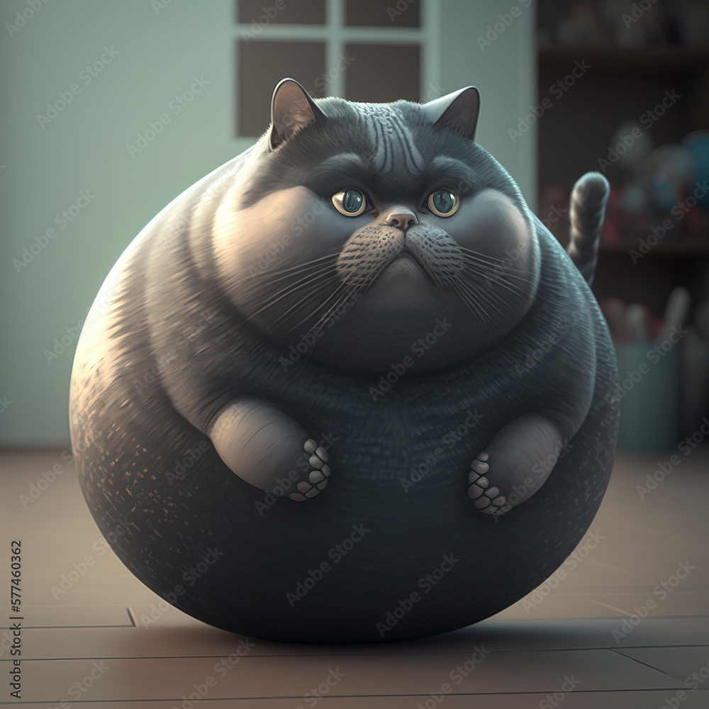 Fat Cat, Illustration of adorable kitten with nice fur and funny face ...