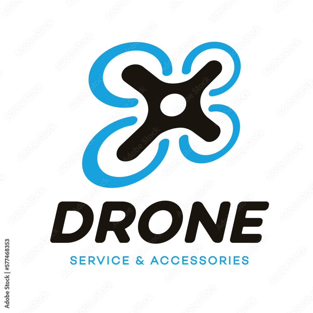 Drone logo vector isolated on white background for quadrocopter ...