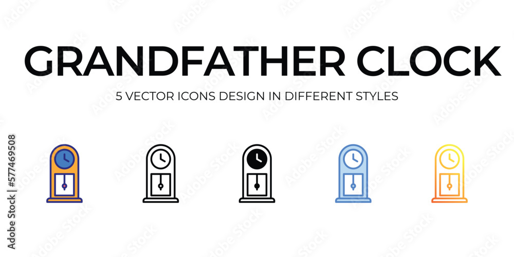 grandfather clock Icon Design in Five style with Editable Stroke. Line ...