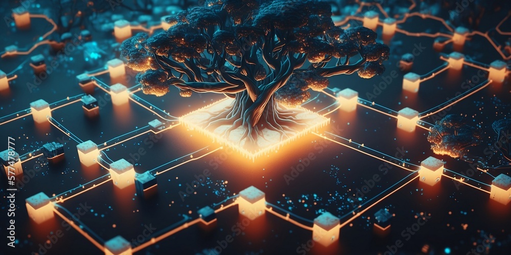 An illustration of a decentralized network with multiple nodes ...