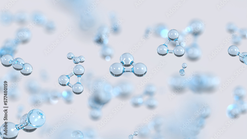 Small molecule under microscope. Microbiology nucleus atom or molecule ...