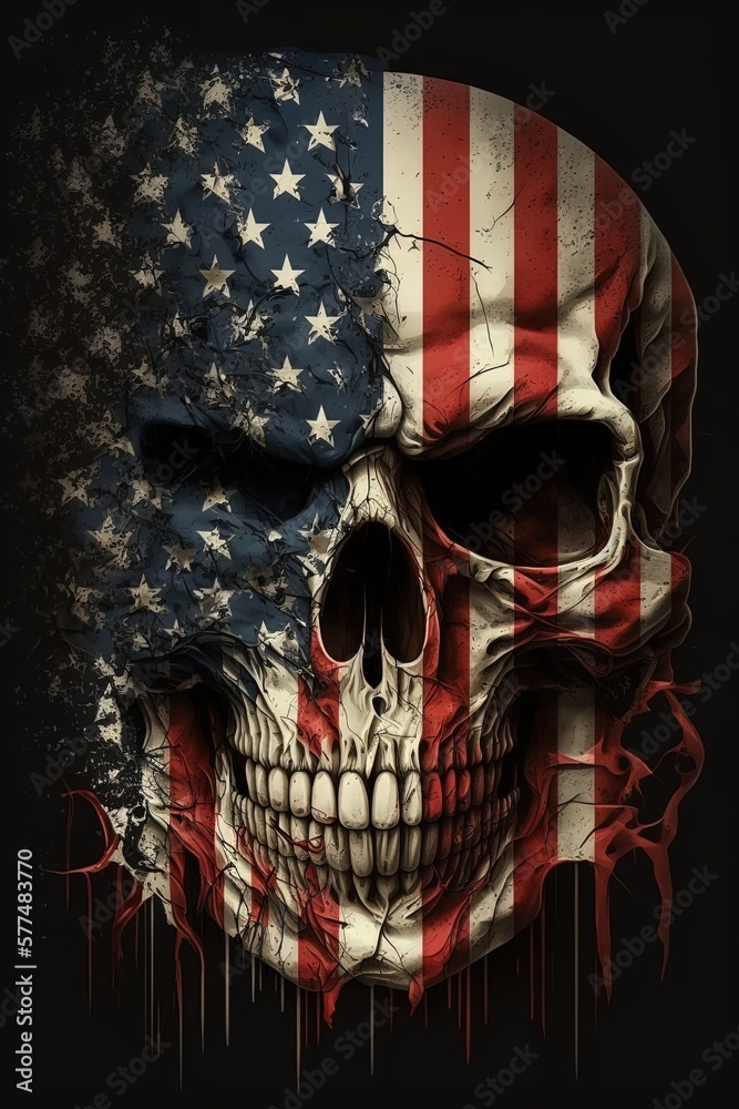 Grim reaper angel of death, Skull wearing american flag of united ...