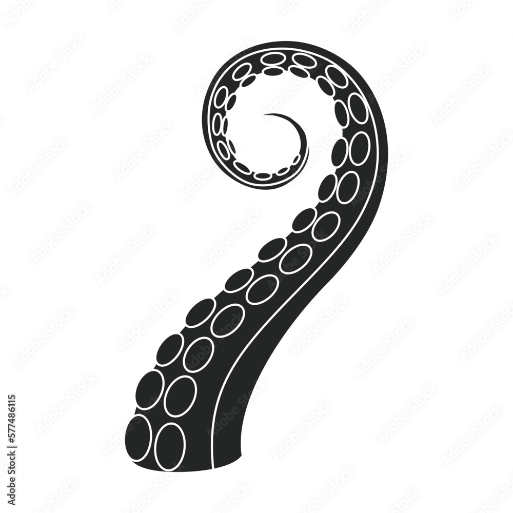 Tentacle of octopus vector black icon. Vector illustration octopus on ...
